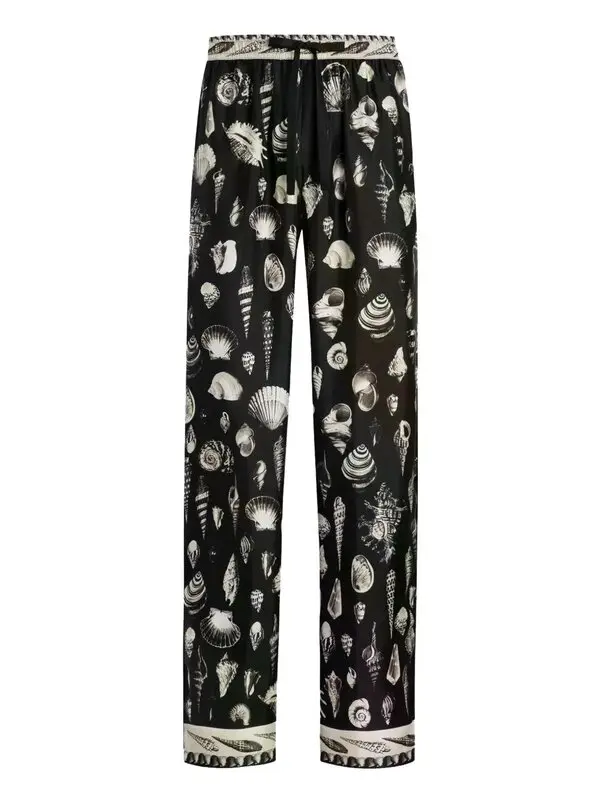 Dolce & Gabbana Shell-print Silk Trousers - Black