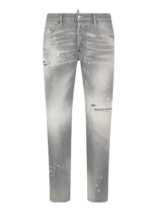 Dsquared2 Skater Jeans With Paint Splatter And Light Wash - Grey