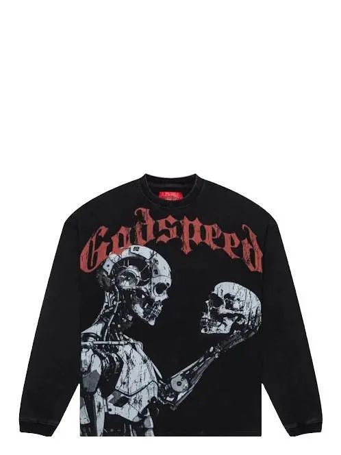 GODSPEED Mankind Vs Ai Long Sleeve T-shirt - Black Wash