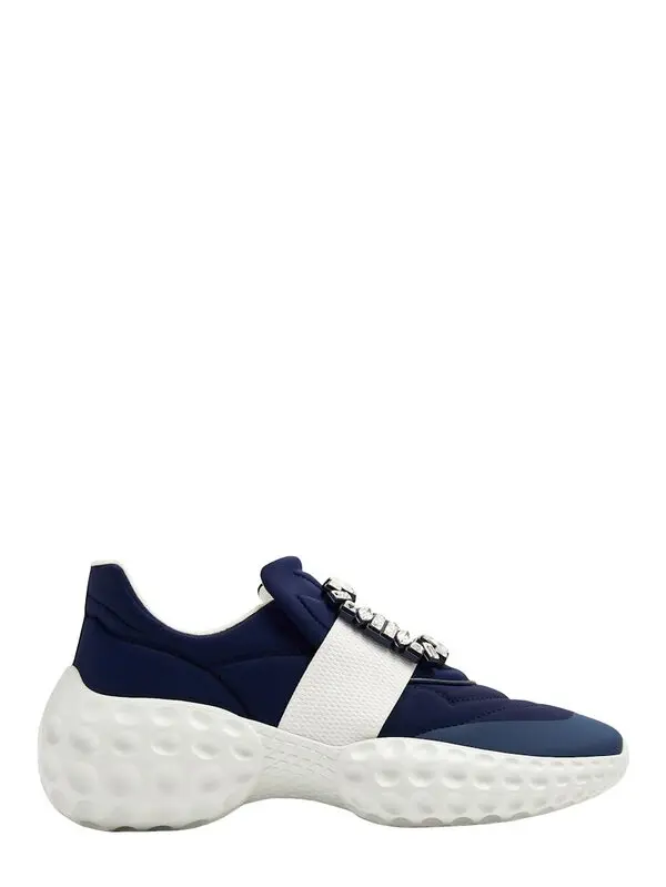 ROGER VIVIER Viv' Run Light Crystal Buckle Sneakers - Blue/white