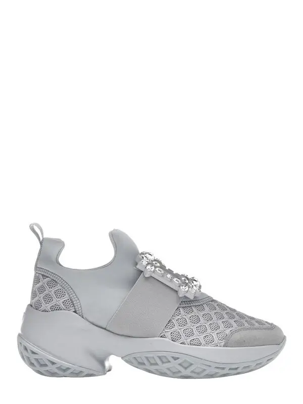 ROGER VIVIER Viv' Run Sneakers With Crystal Buckle - Grey
