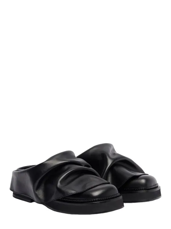 Attico Mini Robin Leather Mules - Black
