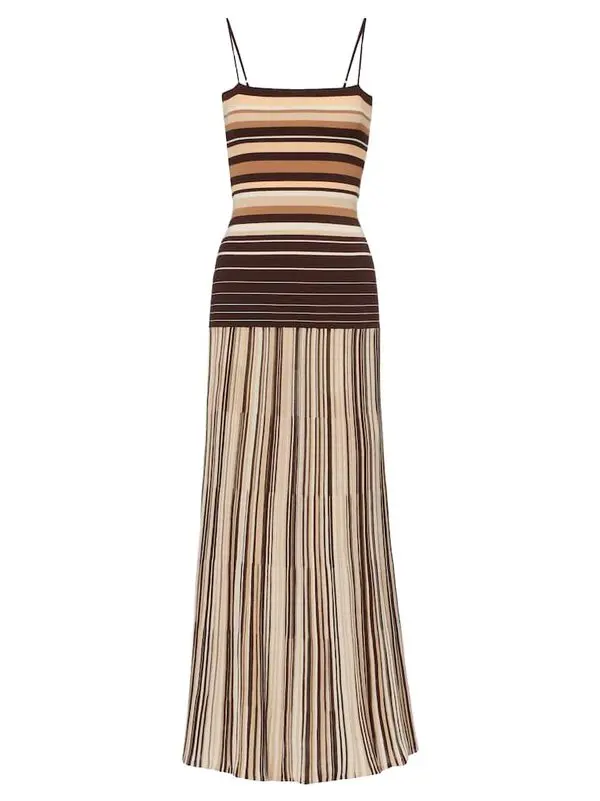 Faithfull The Brand Esenia Striped Cotton-blend Midi Dress - Brown
