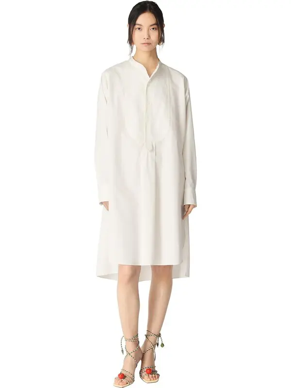 Bottega Veneta Compact Cotton Midi Dress - Chalk