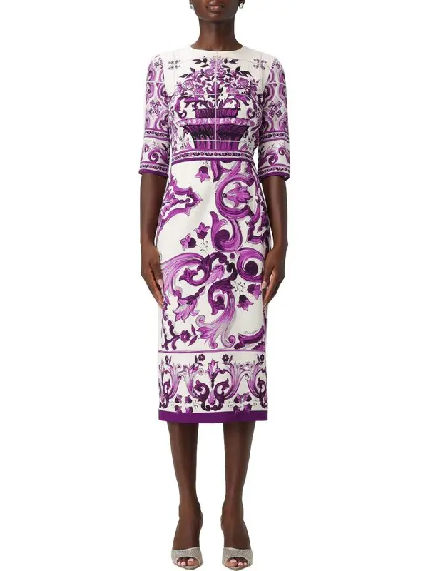 Dolce & Gabbana Printed Midi Dress - Violet