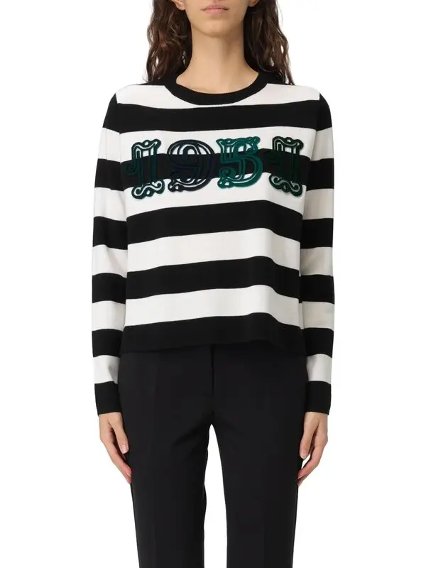 Max Mara Striped Sweater With Appliqué Detail - White