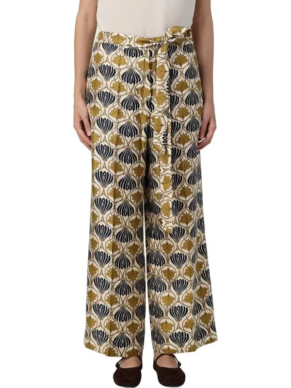 Max Mara Printed Wide Leg Trousers - Red