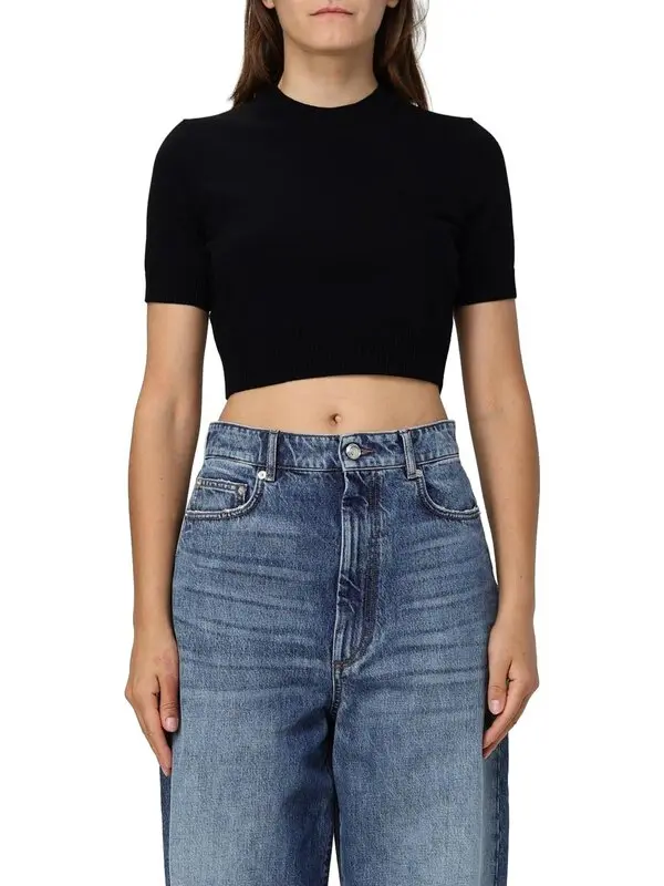 Sportmax Cropped Ribbed Sweater - Black
