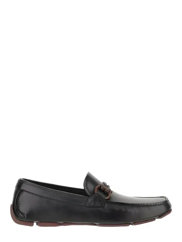 FERRAGAMO Gancini-detail Leather Loafers - Black