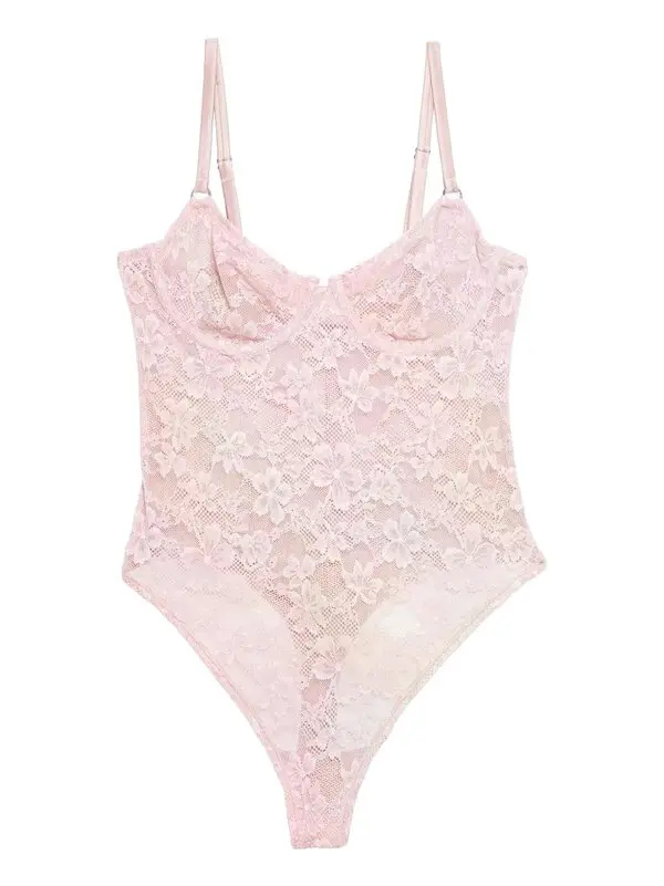 FLEUR DU MAL Le Stretch Lace Wireless Bodysuit - Pink