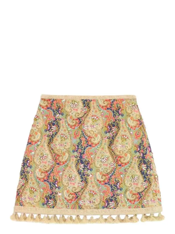 Valentino Garavani Voyage Imaginaire-print Embroidered Skirt - Neutrals