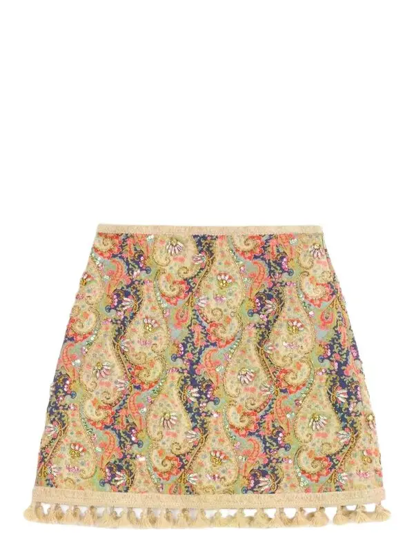 Valentino Garavani Voyage Imaginaire-print Embroidered Skirt - Neutrals