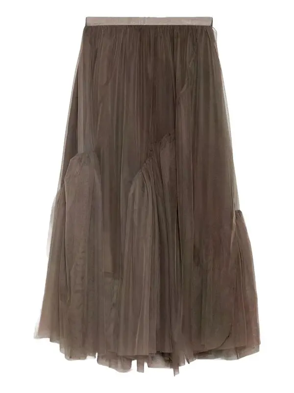 JNBY A-line Flounce Hem Waist Skirt - Brown