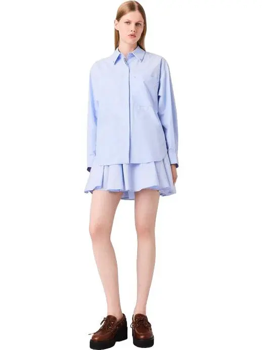 Maje Long Poplin Shirt - Blue