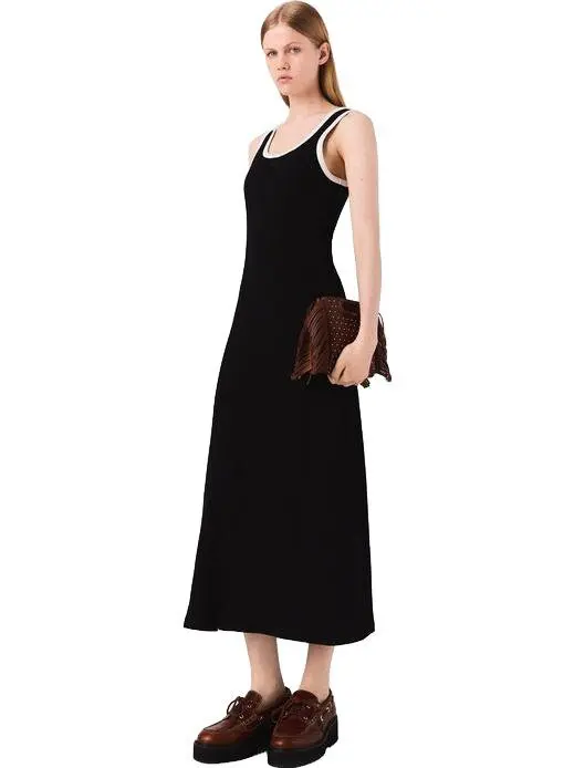 Maje Rib Knit Maxi Tank Dress - Black