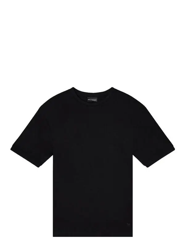 Emporio Armani Asv Jersey T-shirt With Vertical Jacquard Motif - Black