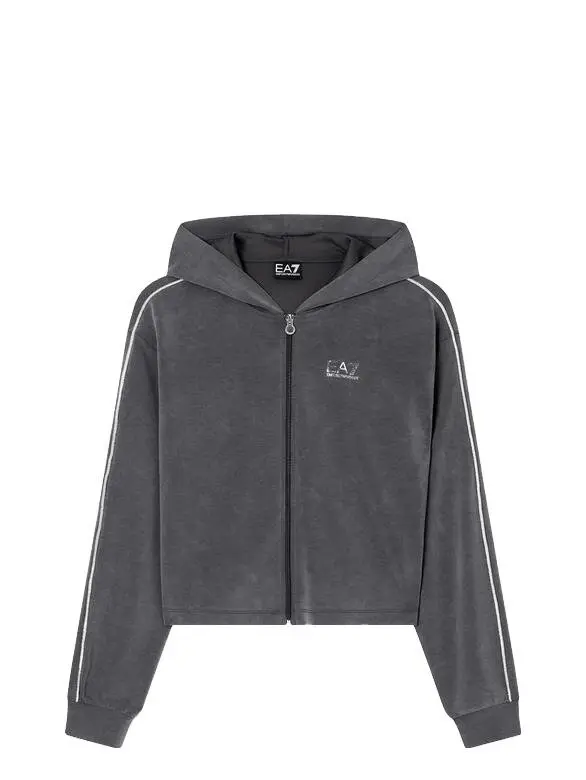 EA7 Precious Stretch-modal Interlock Zip-up Sweatshirt - Black / White / Pink / Gray