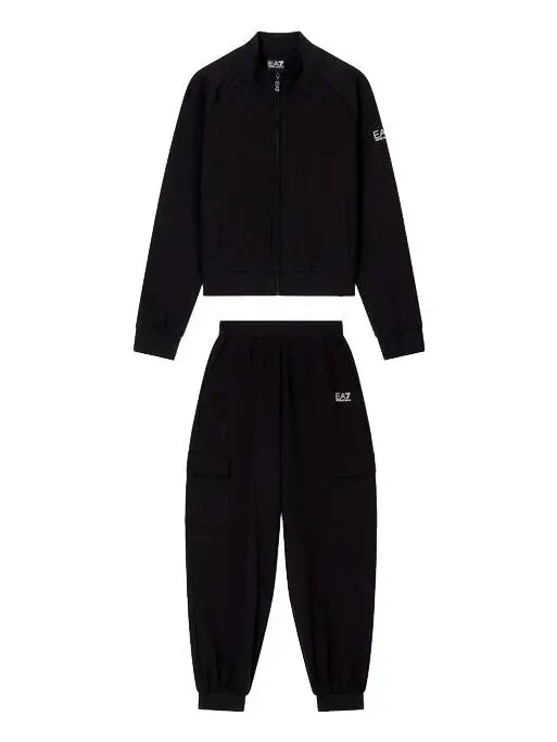 EA7 Stretch Cotton Tracksuit With Cargo Trousers - Black