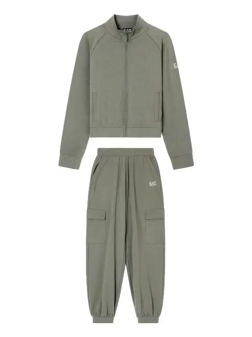 EA7 Stretch Cotton Tracksuit With Cargo Trousers - Green