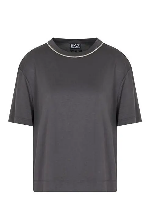 EA7 Precious Viscose-blend Crew-neck T-shirt - Black / White / Pink / Gray