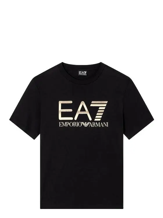 Emporio Armani Logo Series Cotton T-shirt With Oversized Logo - Black