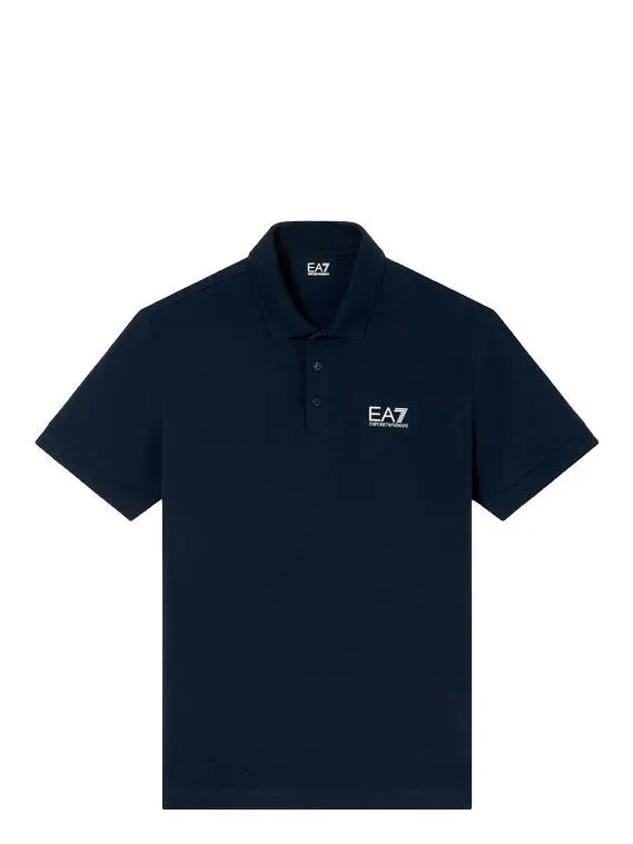 EA7 Core Identity Stretch-cotton Polo Shirt - Navy