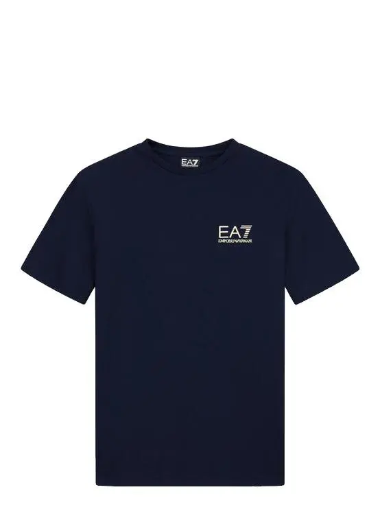 Emporio Armani Gold Label Short-sleeved T-shirt In A Viscose Blend - Navy