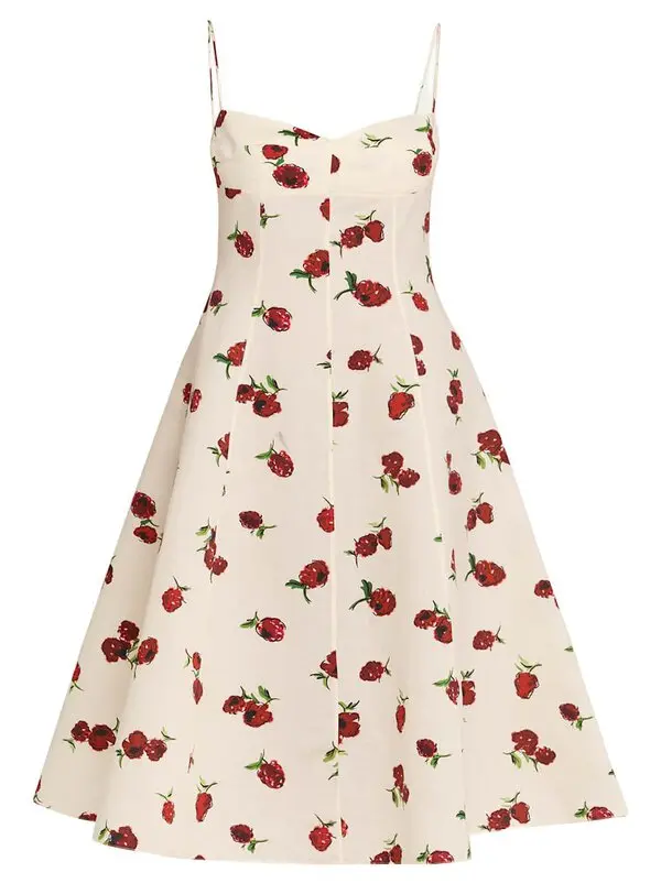 Khaite Isabella Floral Empire-waist A-line Midi Dress - Raspberry Cream
