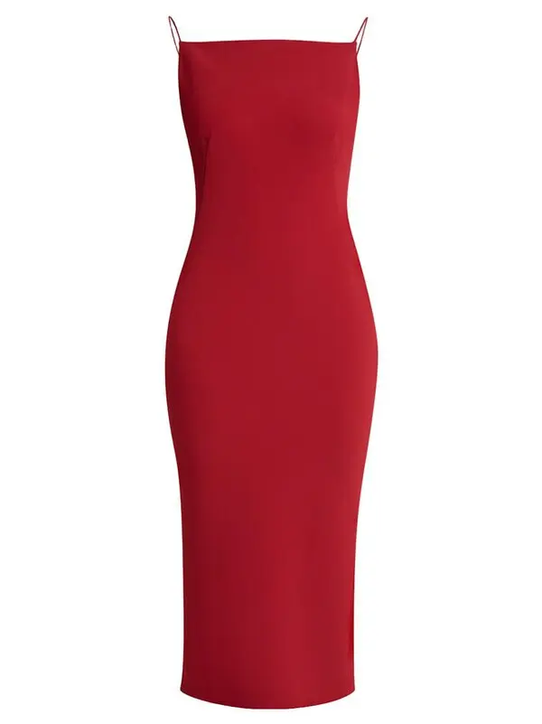 Givenchy Square-neck Sleeveless Midi Dress - Dark Red