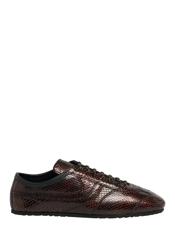 Dries Van Noten Dustin Snake-embossed Leather Sneakers - Dark Brown