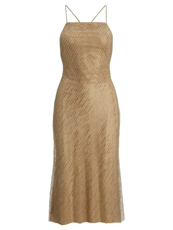 Ralph Lauren Tulle Donnely Midi Dress - Beige