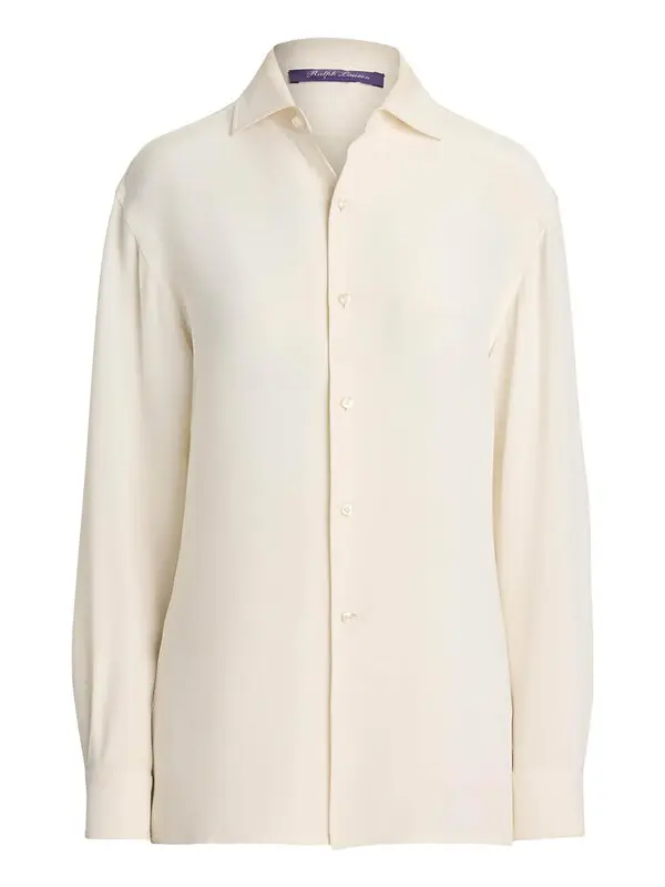 Ralph Lauren Silk Collared Blouse - Beige