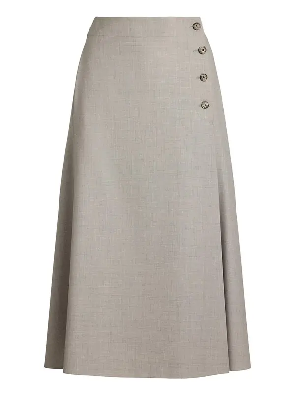 Ralph Lauren Wool Dee Midi Skirt - Grey