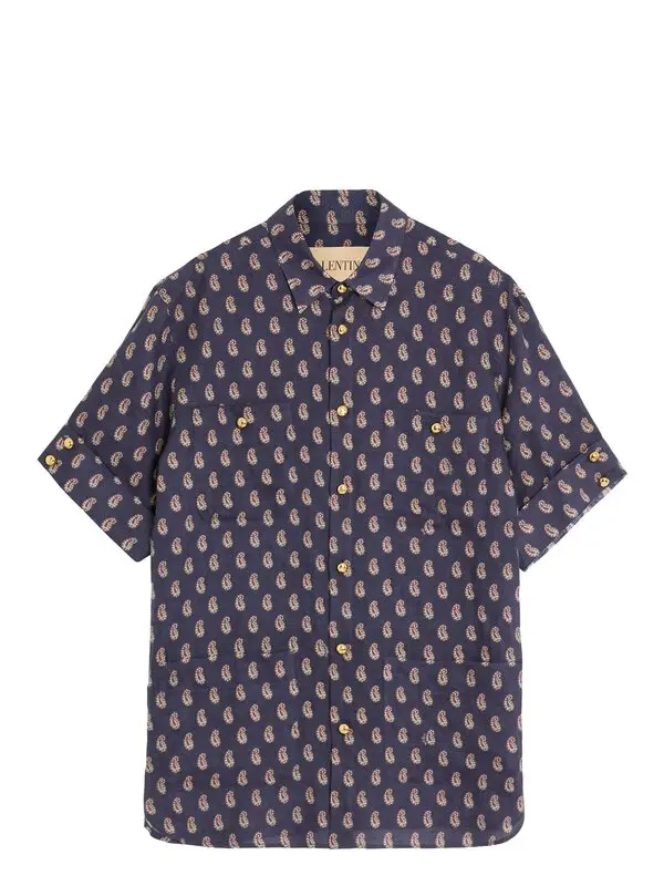 Valentino Garavani Linen Voyage Imaginaire Shirt - Blue