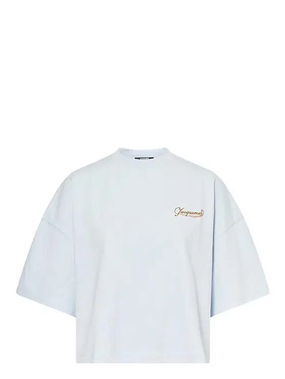 Jacquemus Logo-embroidered Relaxed-fit T-shirt - Uni Club Blue