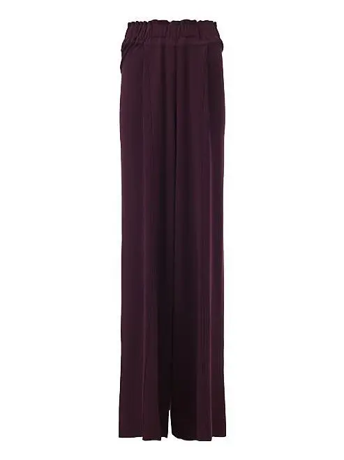 LEEM Frilled-waist Wide-leg High-rise Knitted Trousers - Purple