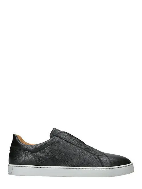 Magnanni Laceless Leather Low-top Trainers - Black