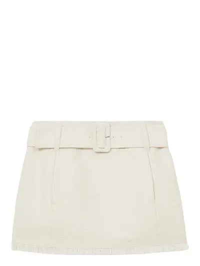 REISS Belted Textured Mini Skirt - White