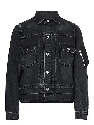 Sacai Contrast-shell Regular-fit Denim Jacket - Black