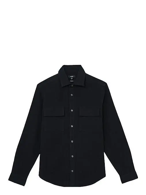 REISS Camber Chest-pocket Cotton Overshirt - Navy