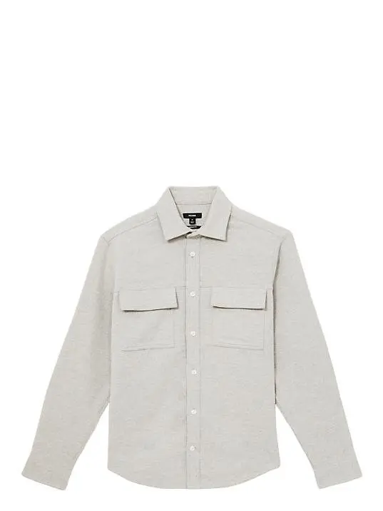 REISS Camber Chest-pocket Cotton Overshirt - Soft Grey Melange