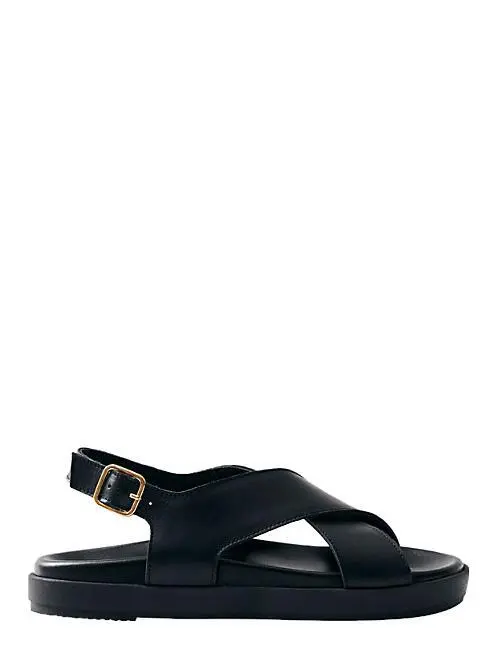 ALOHAS Nico Crossover Leather Sandals - Black