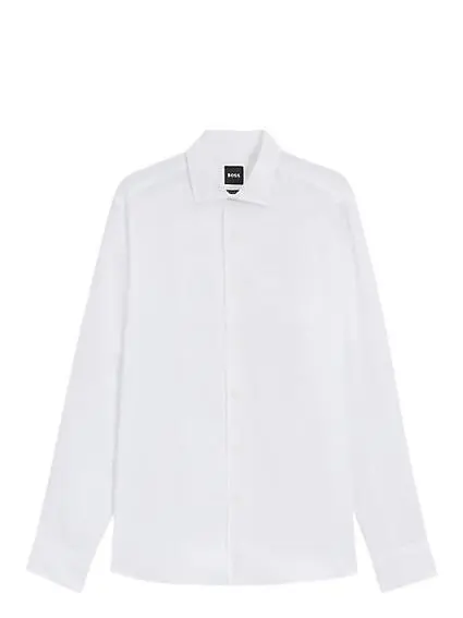 BOSS Beckham X Regular-fit Button-down Linen Shirt - White