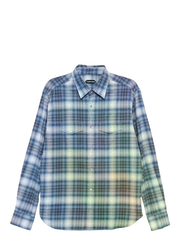 TOM FORD Check-pattern Shirt - Blue