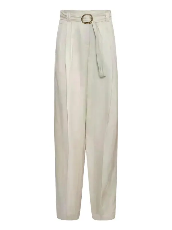 Marella Belted High-waist Wide-leg Trousers - Neutrals