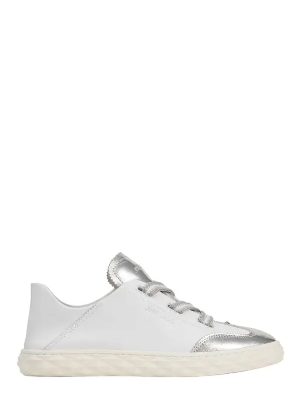 JIMMY CHOO Diamond Light Flex F Metallic Nappa Leather Trainers - Silver/white