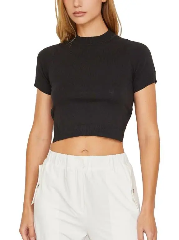 CRESCENT Tie Back Knit Top - Black