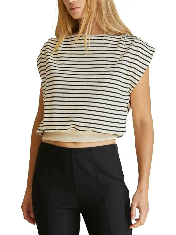 CRESCENT Stripe Knit Top - Cream/black
