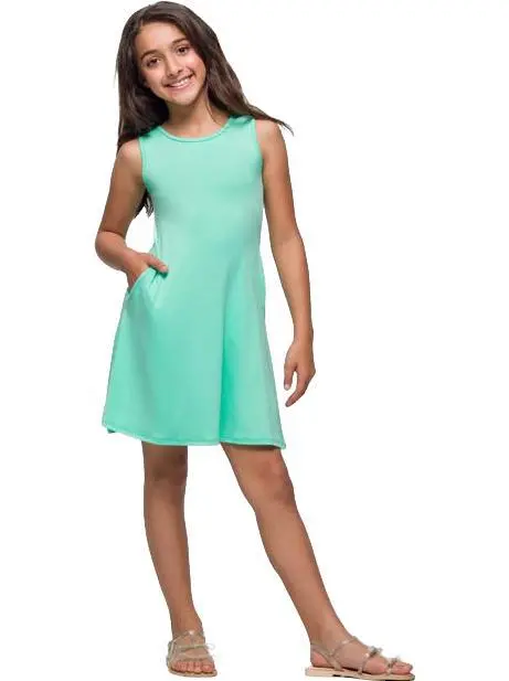 24SEVENKID Sleeveless Pocket Swing Dress - Mint