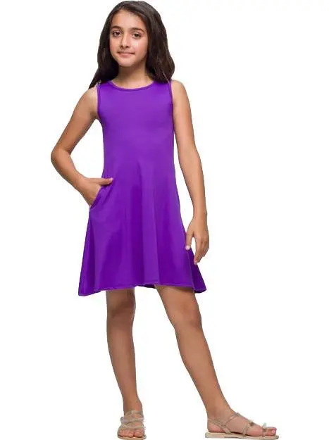 24SEVENKID Sleeveless Pocket Swing Dress - Purple